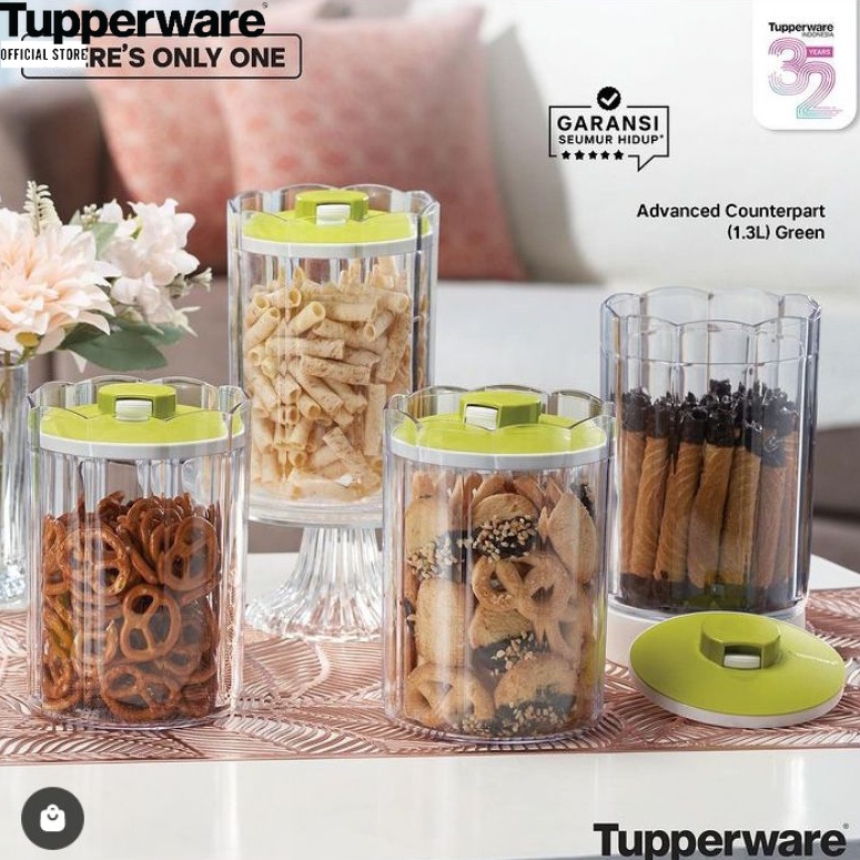 Jual TUPPERWARE TOPLES ADVANCED COUNTERPART 500ML 1.3L 1PC HIJAU TRANSPARAN | Shopee Indonesia