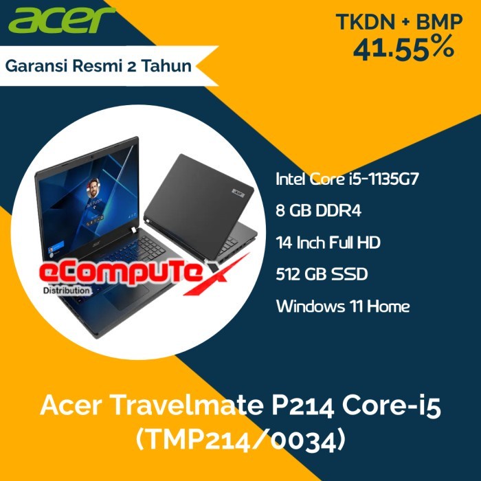 Jual Laptop Acer Travelmate P214 (TMP214/0034) i5 8GB 512GB - TKDN RESMI | Shopee Indonesia