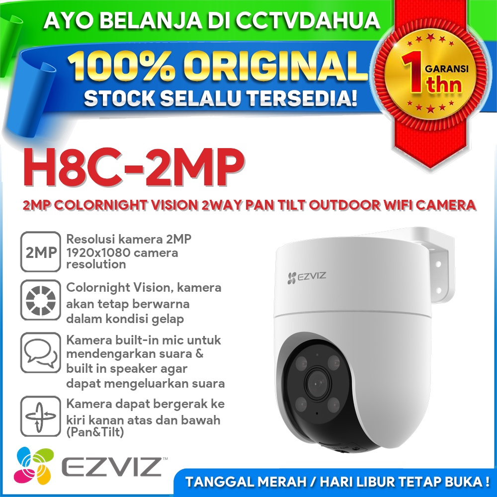 Jual EZVIZ H8C 2MP 1080P COLORNIGHT VISION PAN TILT OUTDOOR WIFI CAMERA ...