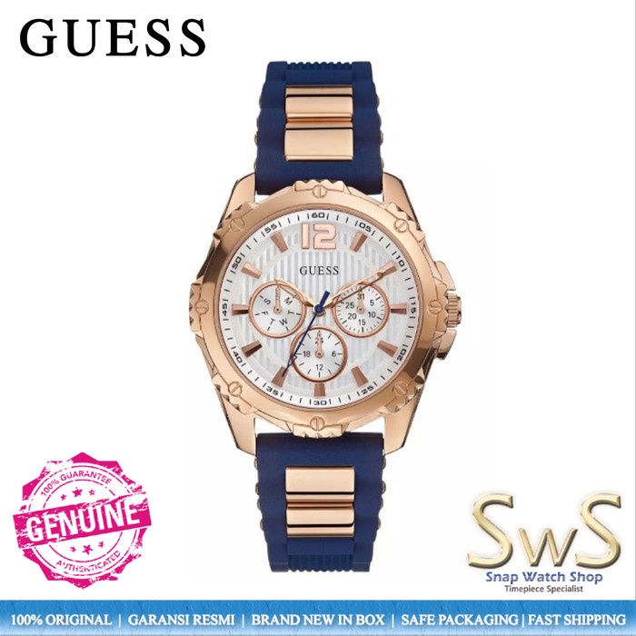 Jual Jam Tangan Wanita GUESS W0325L8 Rosegold Blue Rubber Original ...