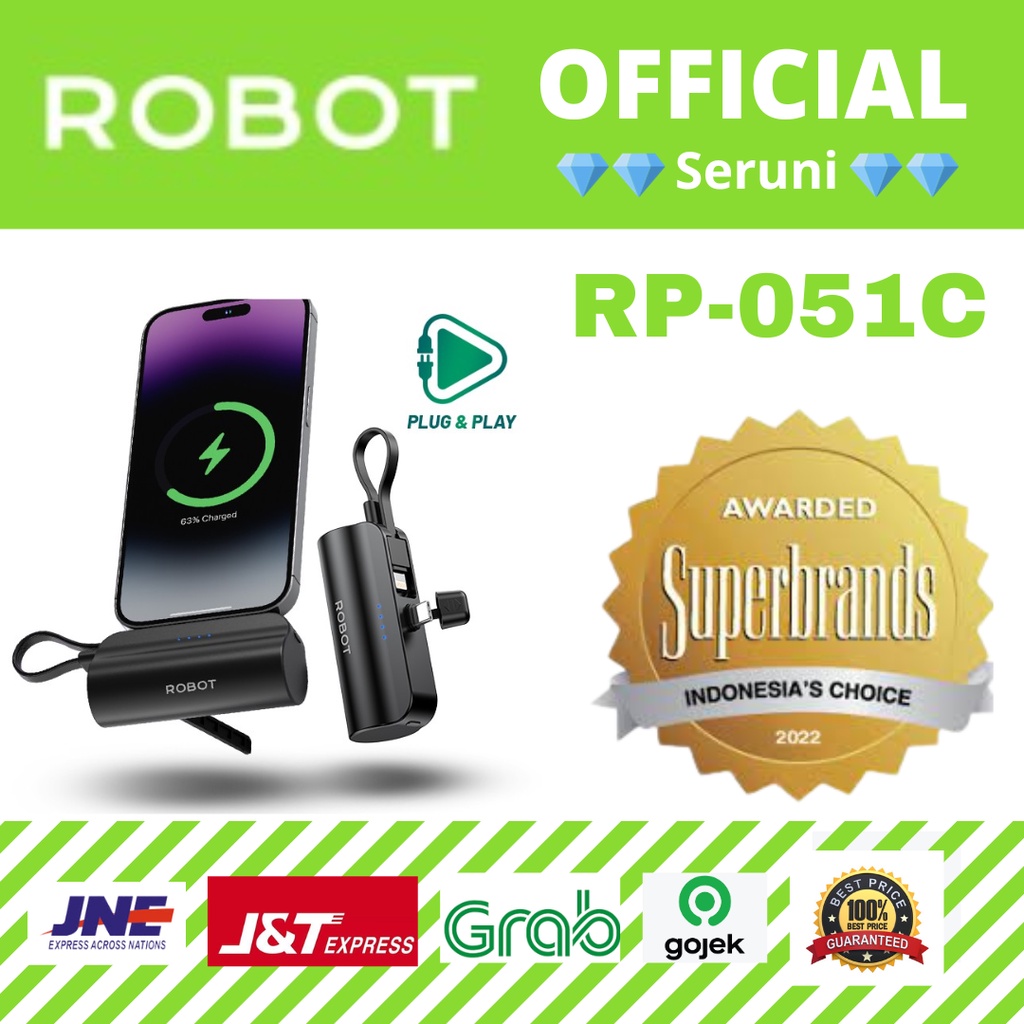 Jual ROBOT RP-051C POWER BANK MINI 4500MAH BLACK FOR ANDROID | Shopee Indonesia