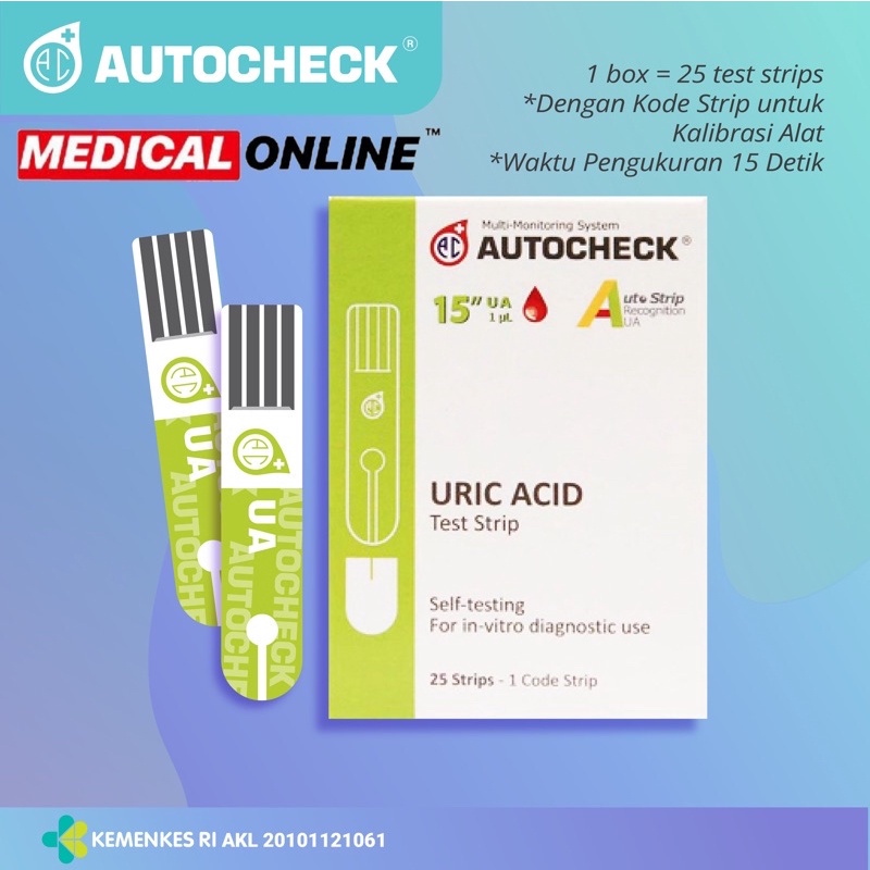 Jual AUTOCHECK ASAM URAT AUTOCHECK URIC ACID ISI 25 PER BOX ...
