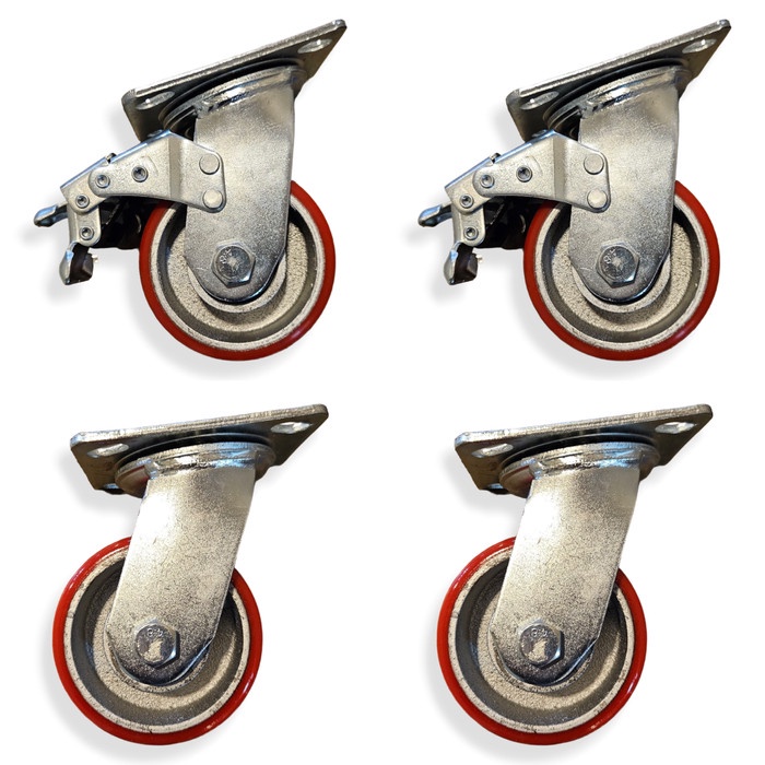 Jual Roda Troley Troli Pu Heavy Duty 4 inch Set Rem Putar / Hidup ...