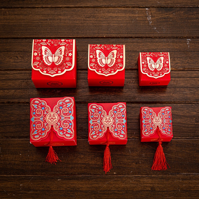Jual (YUMI) KOTAK SOUVENIR GLITER WEDDING LOGO SHUANG XI / KUPU2 /KOTAK ...