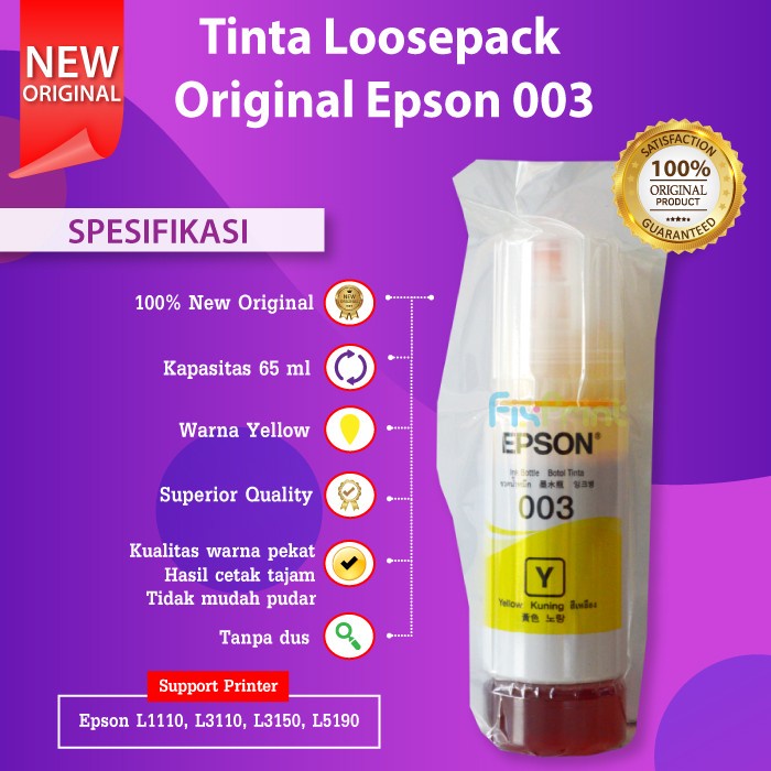 Jual Tinta Epson 003 Ink Cartridge T00V L1110 L3210 L3110 L3210 L5190 ...