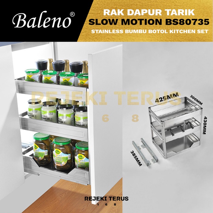 Jual Rak Dapur Tarik Baleno Slow Motion BS80735 Kitchen Set Stainless ...