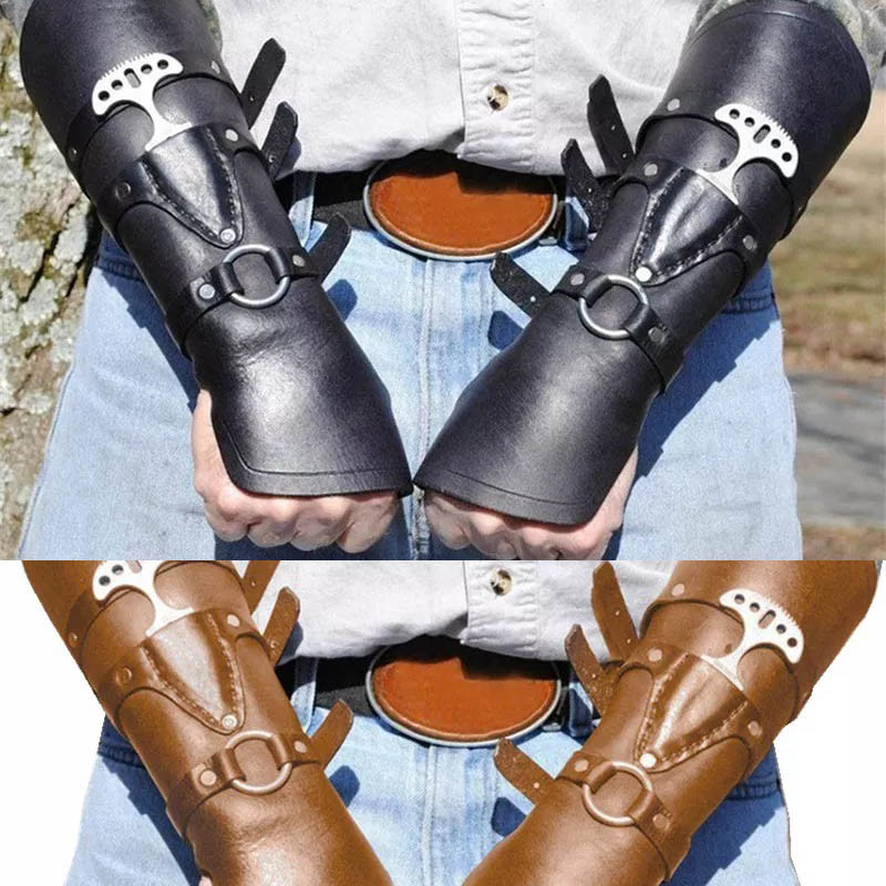 Jual Medieval Leather Arm Guards Armor Bracers Men Viking Warrior ...