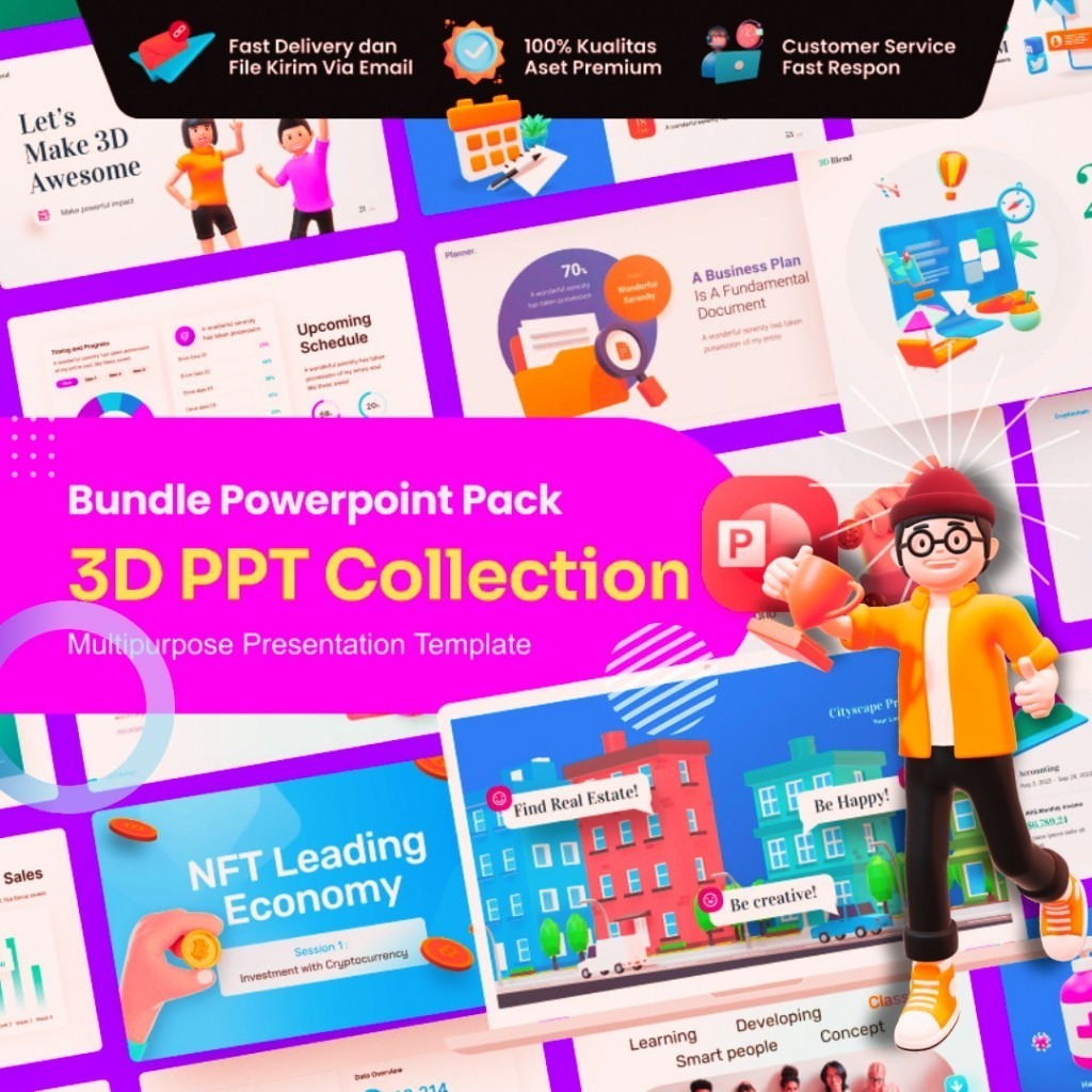 Jual Lifetime Template PowerPoint 3D Elite Pack Presentasi Pro Bundle PPT & Google Slide ...