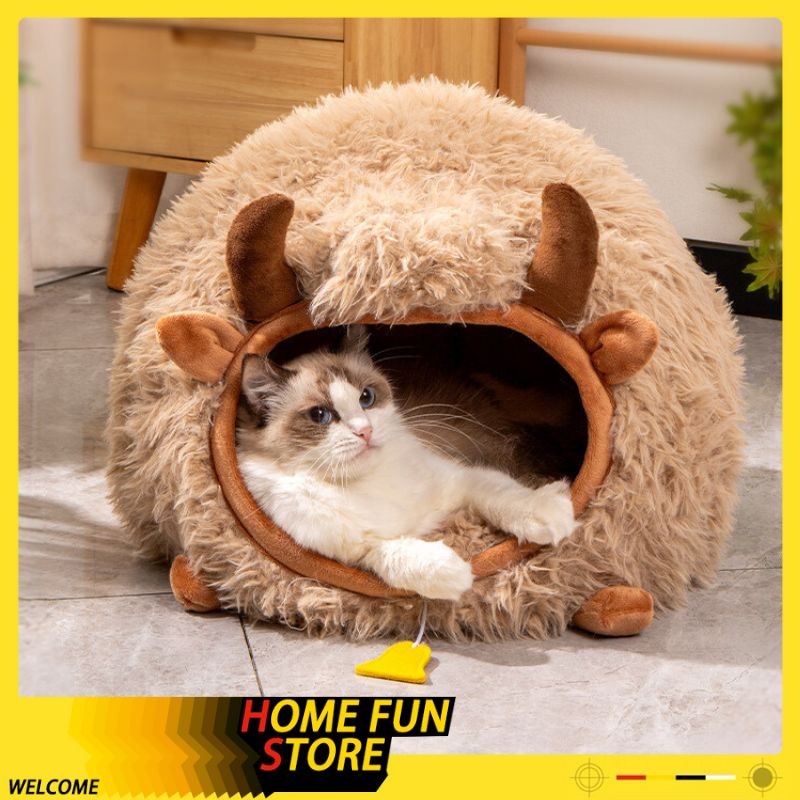 Jual Cat Cave Winter Cat Cave Plush In Yak Shape Cat nest Indoor Cat ...