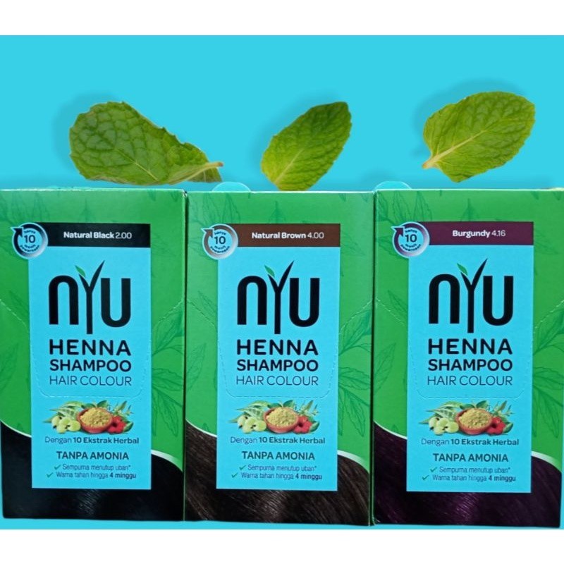 Jual Nyu Henna Shampoo Hair Colour Per Box Isi 4 Pcs 20ML | Shopee ...