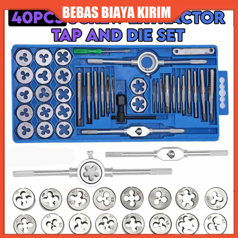 Jual Hand Tap Set Adjustable Hand tab Handtab Dies Set 40 Pcs Alat Snai ...