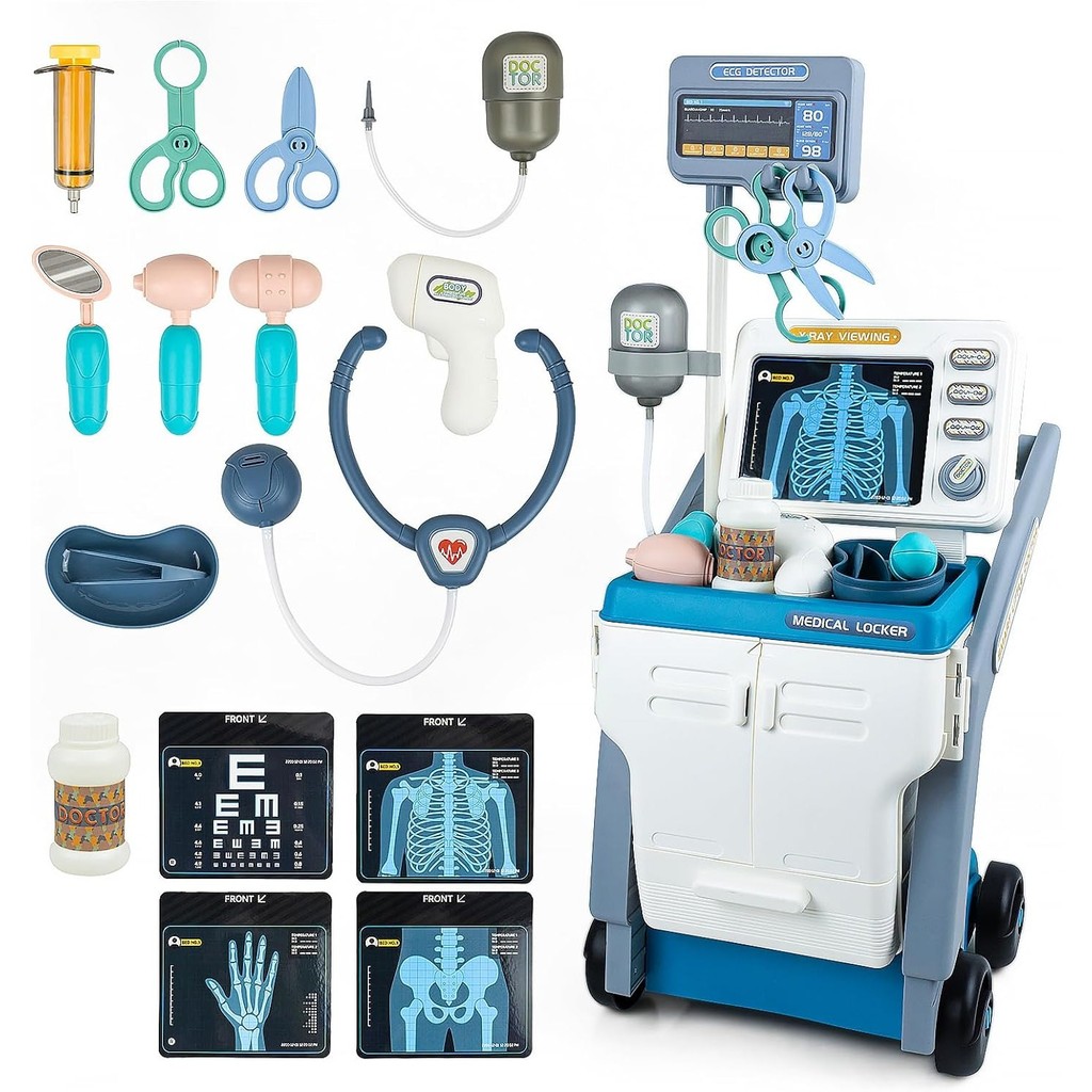 Jual Doctor Kit Toy Pretend Play Doctor Games for Toddlers Medical Cart ...