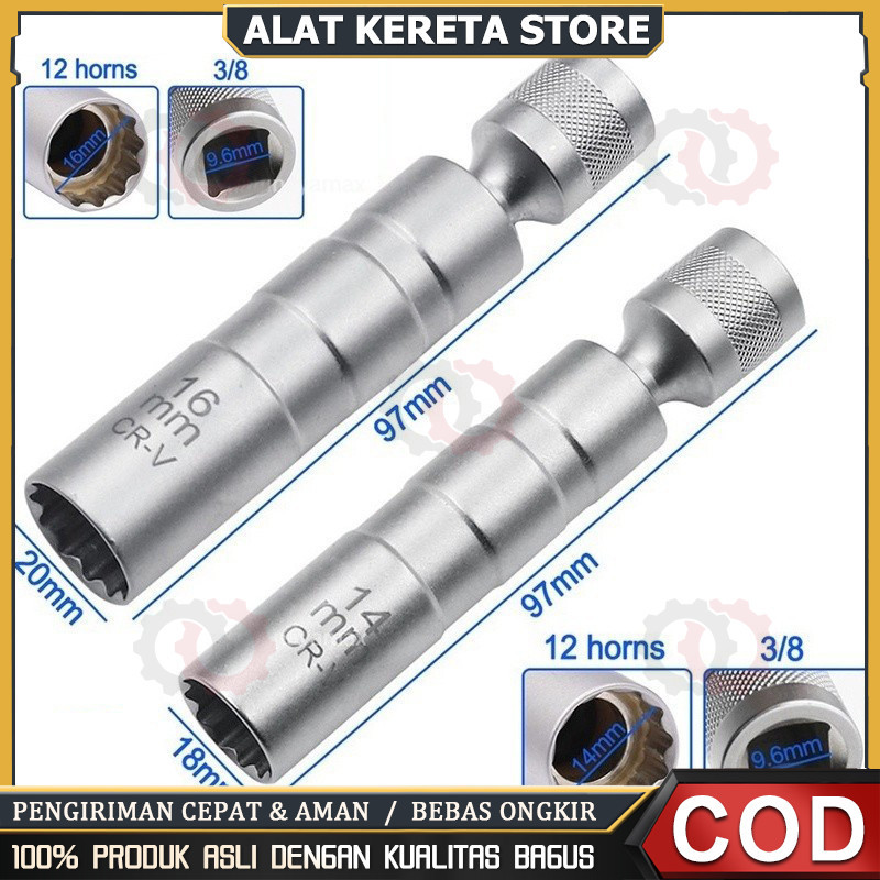 Jual Kunci Pas Lengan Busi Universal 3/8 "Soket Magnetik 12-Point Angle ...