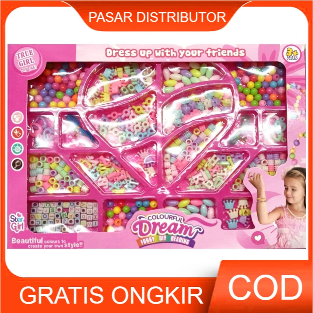 Jual Pasar Distributor COLOURFUL DREAM FUNNY DIY BEADING JM11760 Mainan ...