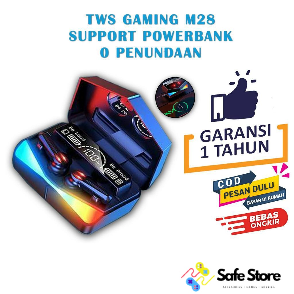 Jual SAFE Headset Bluetooth TWS GAMING M28 Inpods Gaming Headset ...