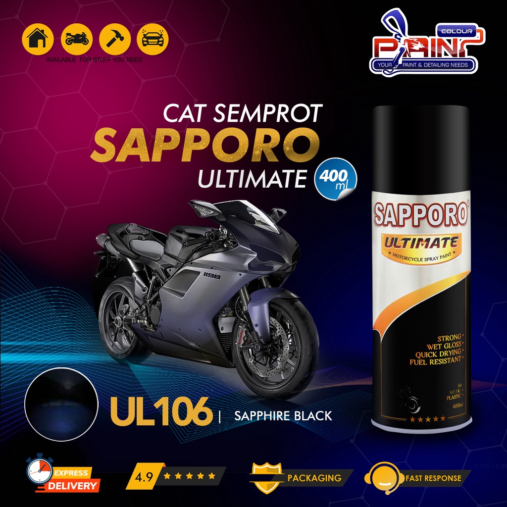 Jual SAPPORO ULTIMATE Metallic Colour Cat Semprot UL106 SAPPIRE BLACK | Shopee Indonesia