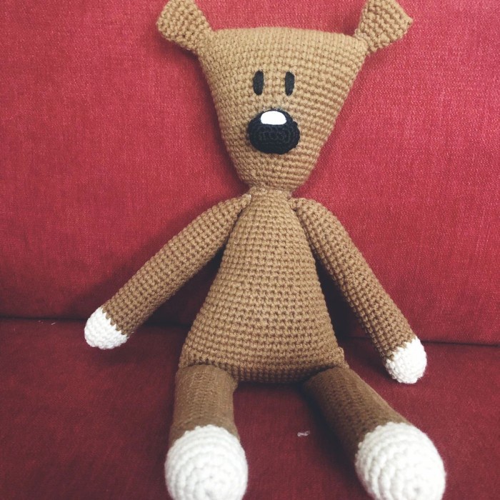 Jual A4R5- Boneka Beruang Rajut Mr. Bean Teddy Versi kartun ukuran +-35 ...