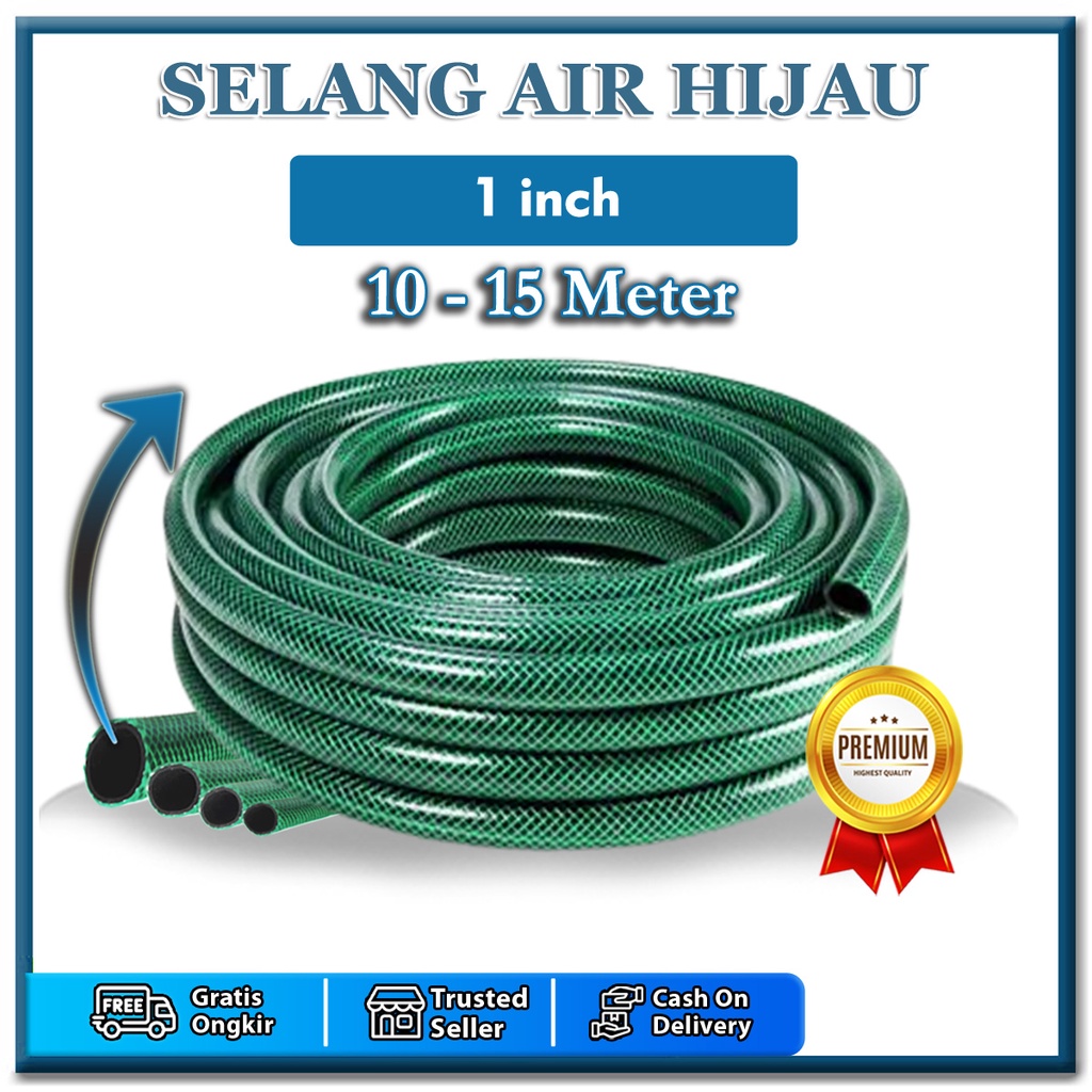 Jual SELANG AIR 1 INCH 10 METER 1 ROL BENANG HIJAU ANTI LUMUT SELANG TAMAN KEBUN COD | Shopee ...