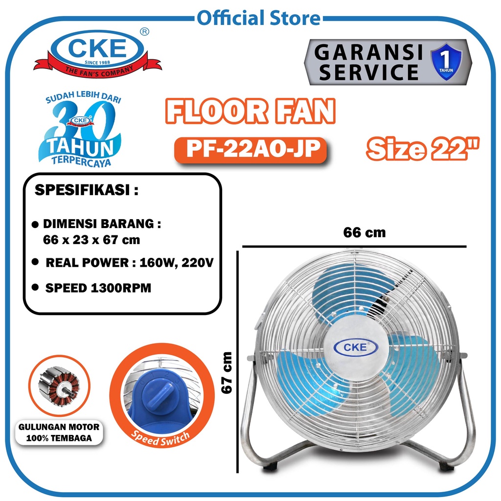 Jual Kipas Angin Lantai 22 inch Powerfull Fan CKE 22 Inch Kipas Angin Rumah | Shopee Indonesia