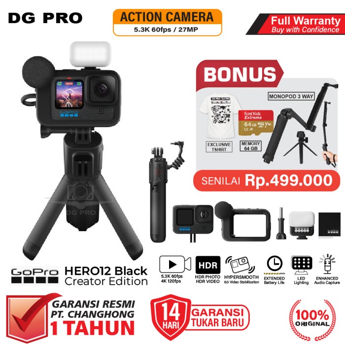 Jual GoPro Hero 12 Black Creator Edition Action Camera Go Pro Hero12 Resmi | Shopee Indonesia
