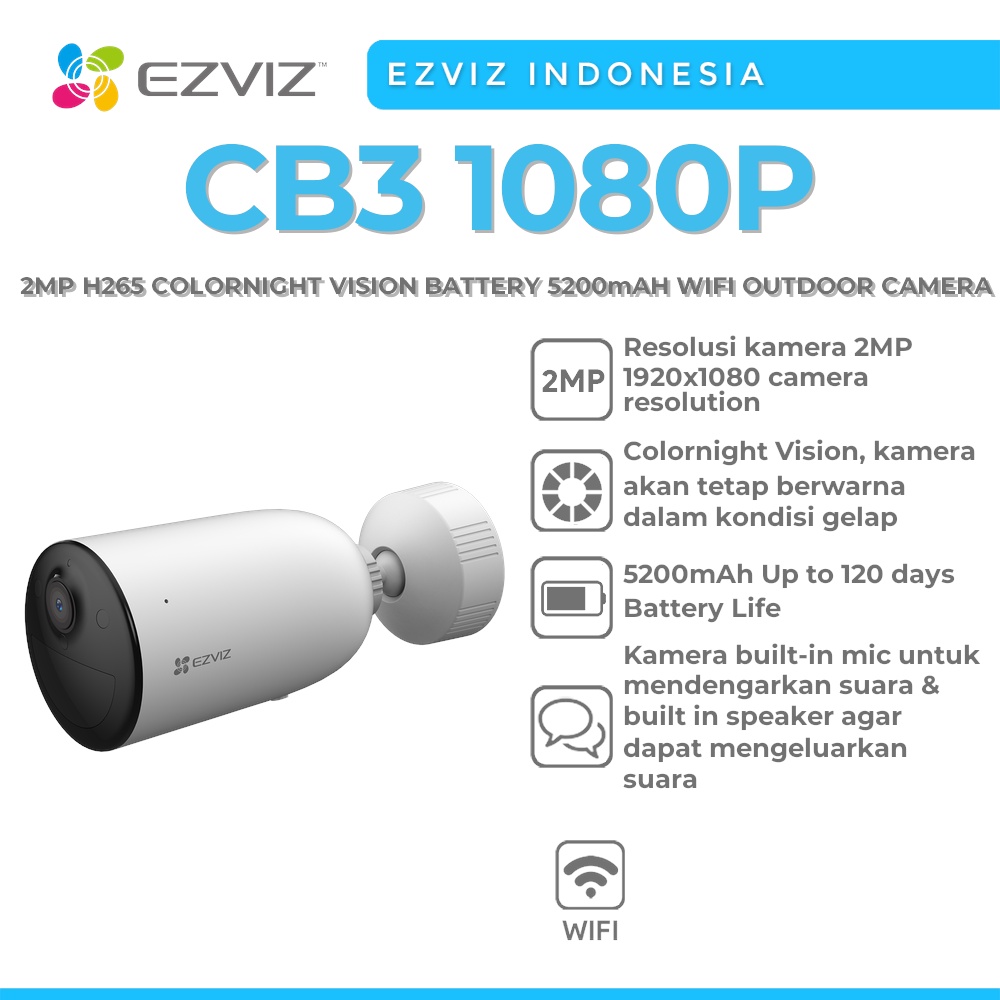 Jual EZVIZ CB3 1080P 2MP H265 COLORNIGHT VISION BATTERY 5200MAH WIFI ...