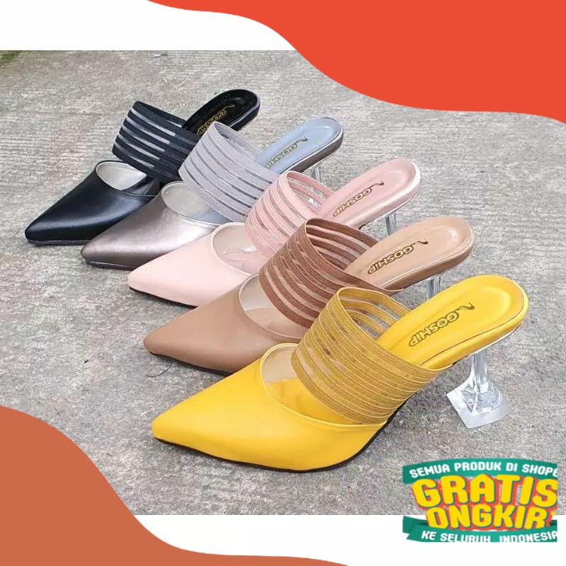 Jual Sepatu Selop Heels Kaca 7 CM RD-272/ New 10 10 | Shopee Indonesia