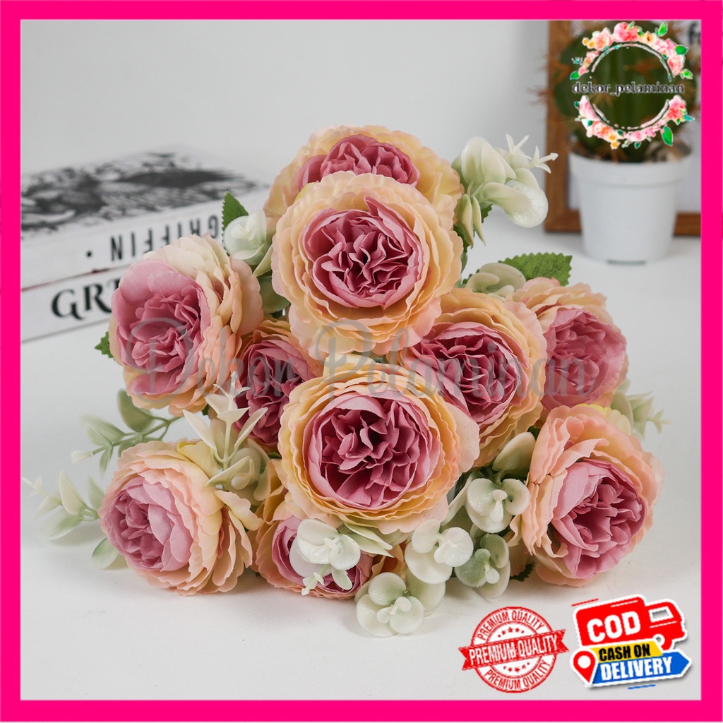 Jual BUNGA PEONY ROSALINDA ARTIFICIAL FLOWERS ROSE PEONI NORDIC BUATAN ...
