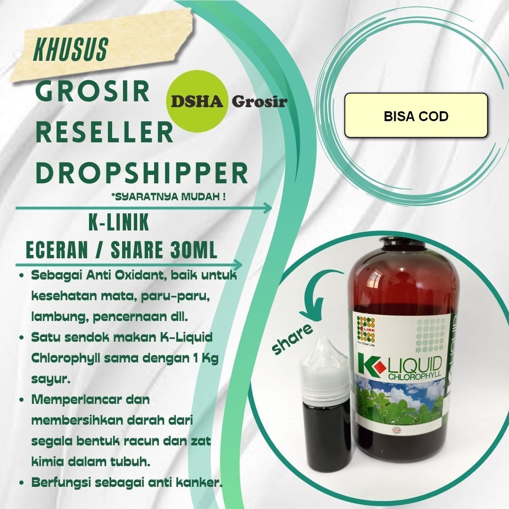 Jual Share 30ml Chlorophyll Klorofil ORIGINAL Anti Oxidant Meregenerasi ...