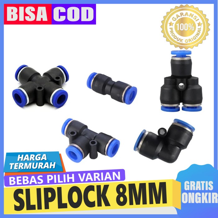 Jual konektor slip lock fitting pneumatic Ukuran 8mm - bebas pilih ...