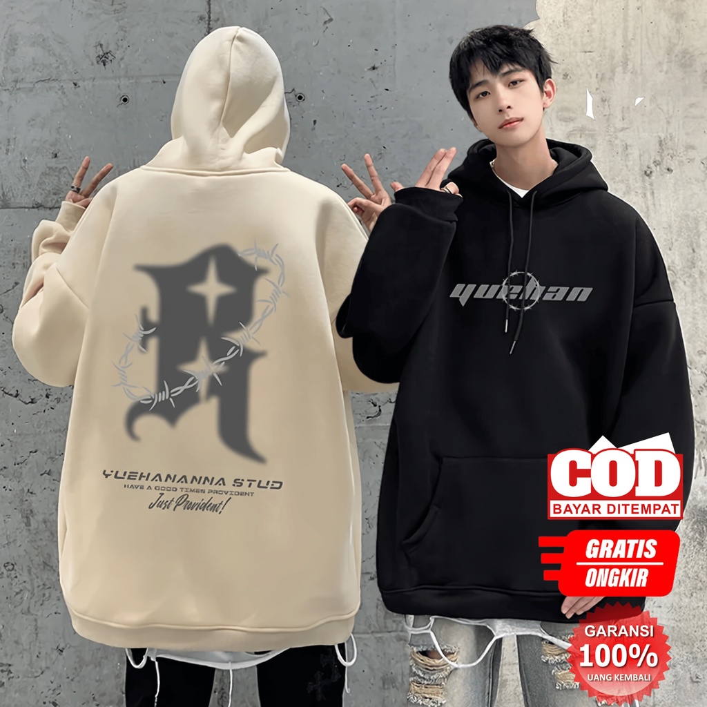 Jual Promo COD Hoodie Pria Wanita Unisex Hybskr Fleece Jumbo Big Size M ...