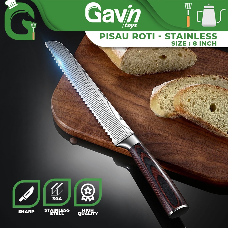 Jual Pisau Roti Bread Knive Pisau Kue 8inci 33cm - Pisau Gagang Kayu ...