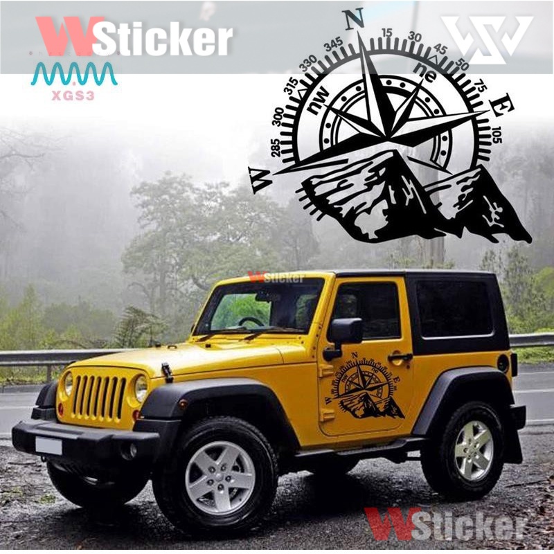 Jual 1Pcs Car Off-Road SUV Side Body Sticker Compass Mountain Decals ...