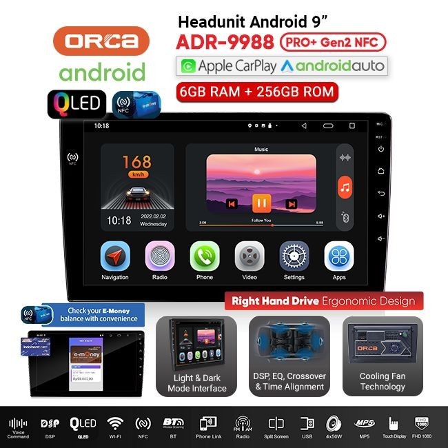 Jual Head Unit Android ORCA NFC PRO+ Series QLED ADR-9988 | Shopee ...