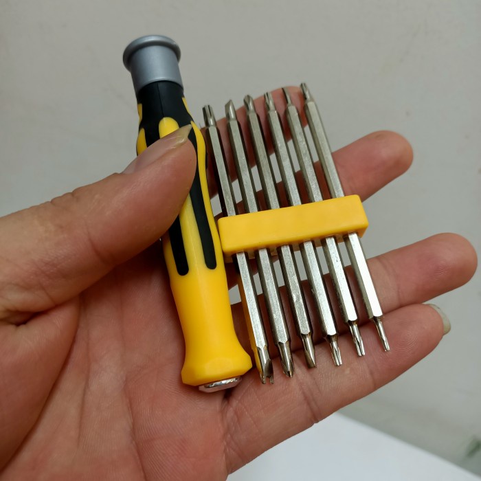 Jual obeng jam kemasan plastik kuning 7pcs / obeng minus set murah DTP ...