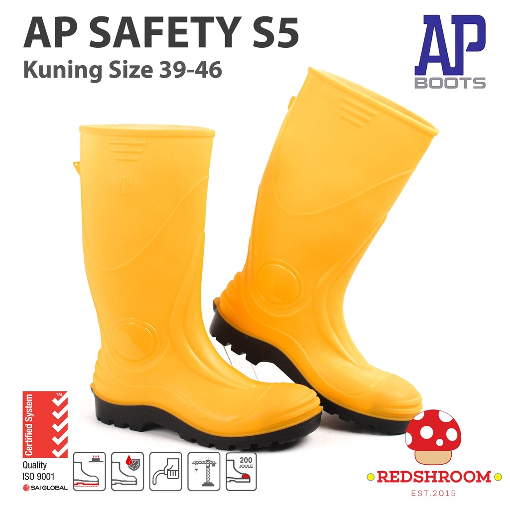 Jual Sepatu Boot Tinggi AP Boots AP SAFETY S5 Kuning Steel Toe + Mid ...