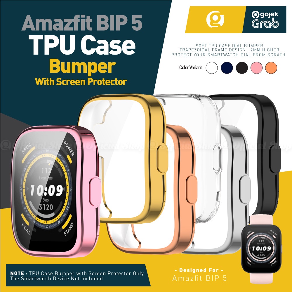Jual Rubber Case TPU for Amazfit BIP 5 Soft Bumper Cover Screen ...