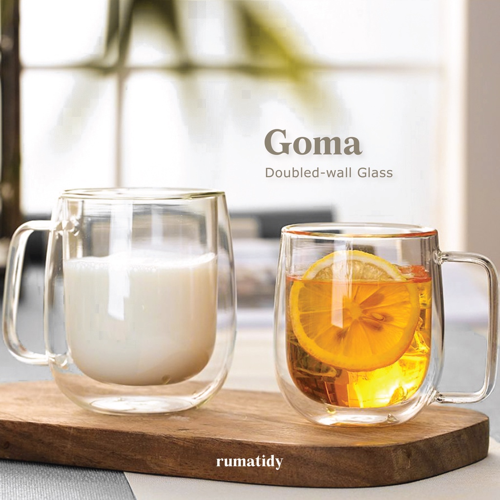 Jual 【RUMATIDY】GOMA Gelas Kopi Double-Wall Anti Panas Insulated Cup Glass Cangkir Kaca Kopi Teh ...