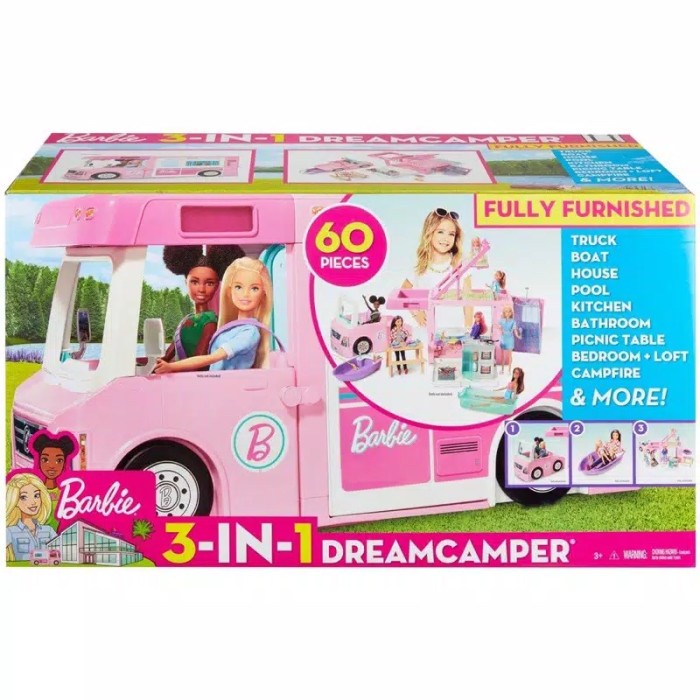 Jual VF86 Mobil Barbie Mattel 3 - in - 1 Dream Camper Vehicle Boat ...