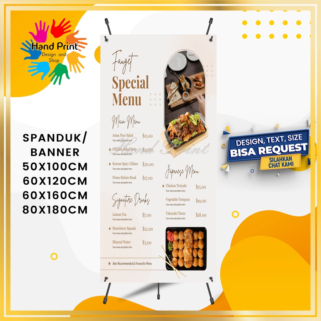 Jual Cetak SPANDUK / BANNER Jualan Takoyaki Sushi Kimbab Restoran ...