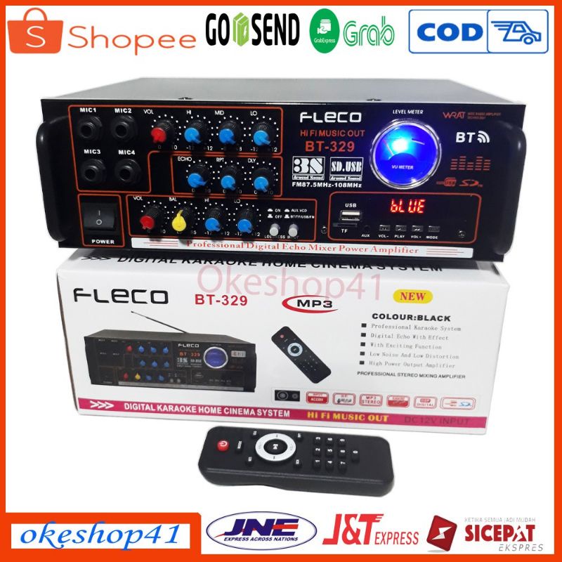Jual Amplifier Bluetooth Fleco BT-329 Streo Karaoke FM Radio Mp3 Player USB Mixer | Shopee Indonesia