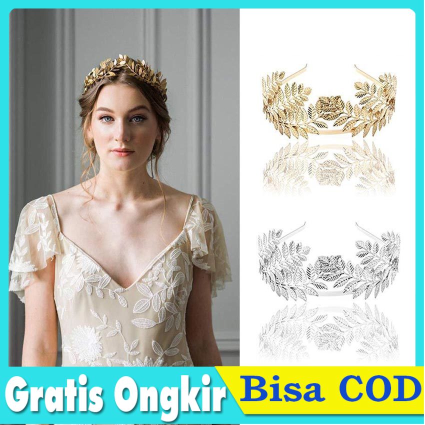 Jual Mahkota daun emas / Headpiece Tiara Aksesoris Hiasan Kepala daun ...