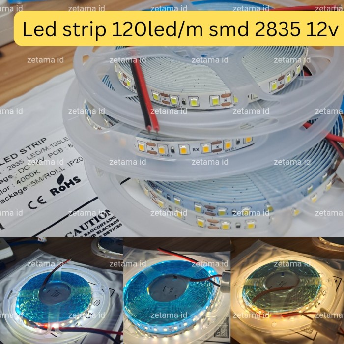 Jual Led Strip 12v 120led/m DC 12V SMD 2835 /roll 5m Premium | Shopee ...