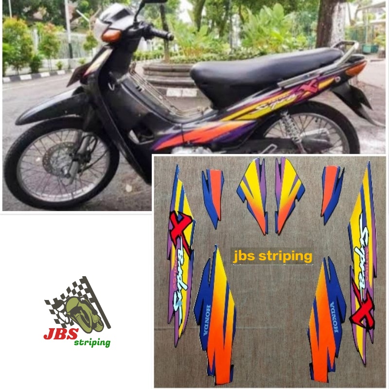 Jual Stiker supra x striping Honda Supra X hitam tahun 1999 2000 les ...