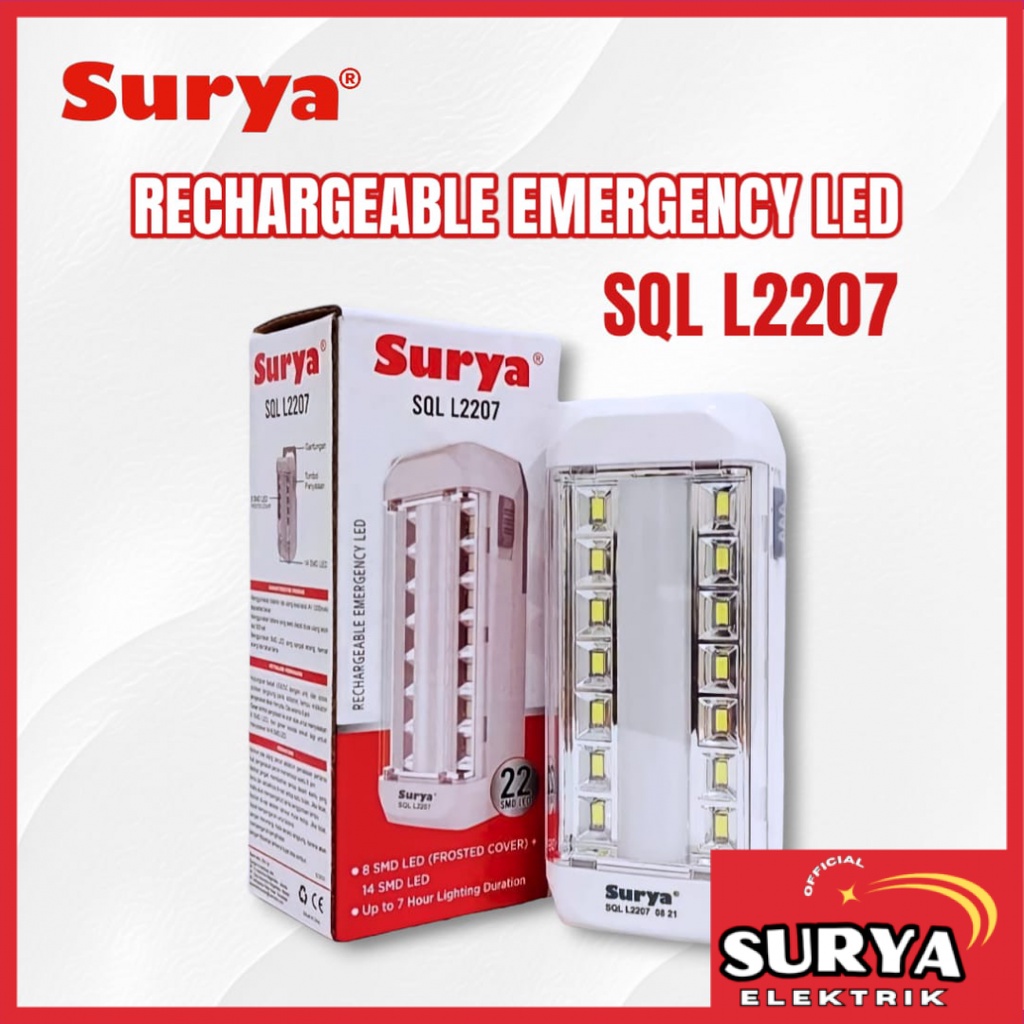 Jual Lampu Darurat Senter SURYA SQL L2207 22 SMD LED Emergency Lamp ...