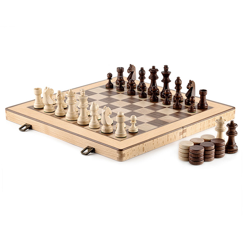 Jual High Quality Refined Wooden Folding Large Chess Set Checkers Solid ...