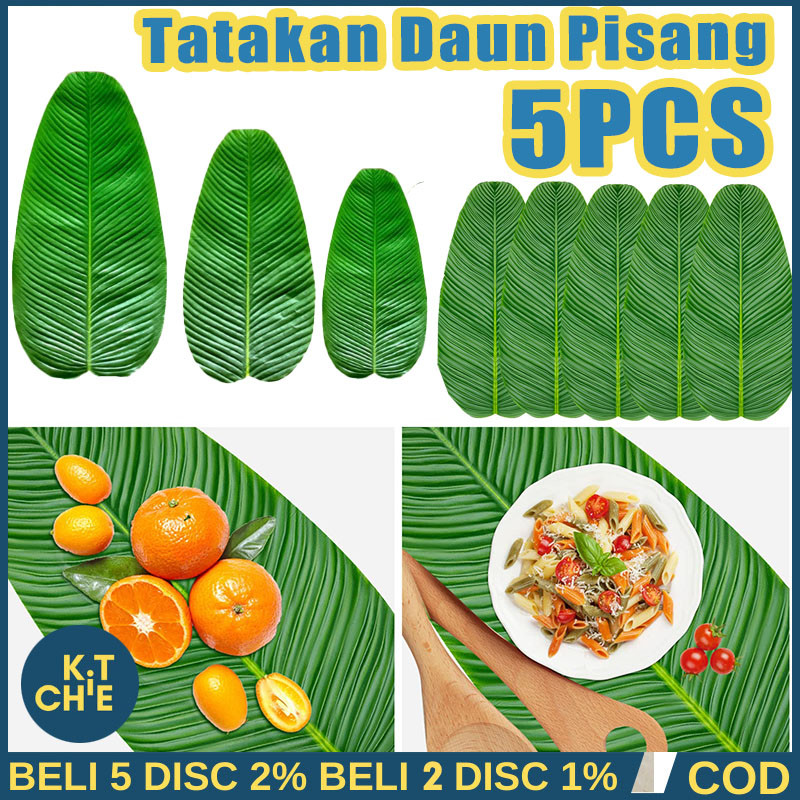 Jual KC 5 Pcs Tatakan Daun Pisang Daun Pisang Plastik Dekorasi Meja ...