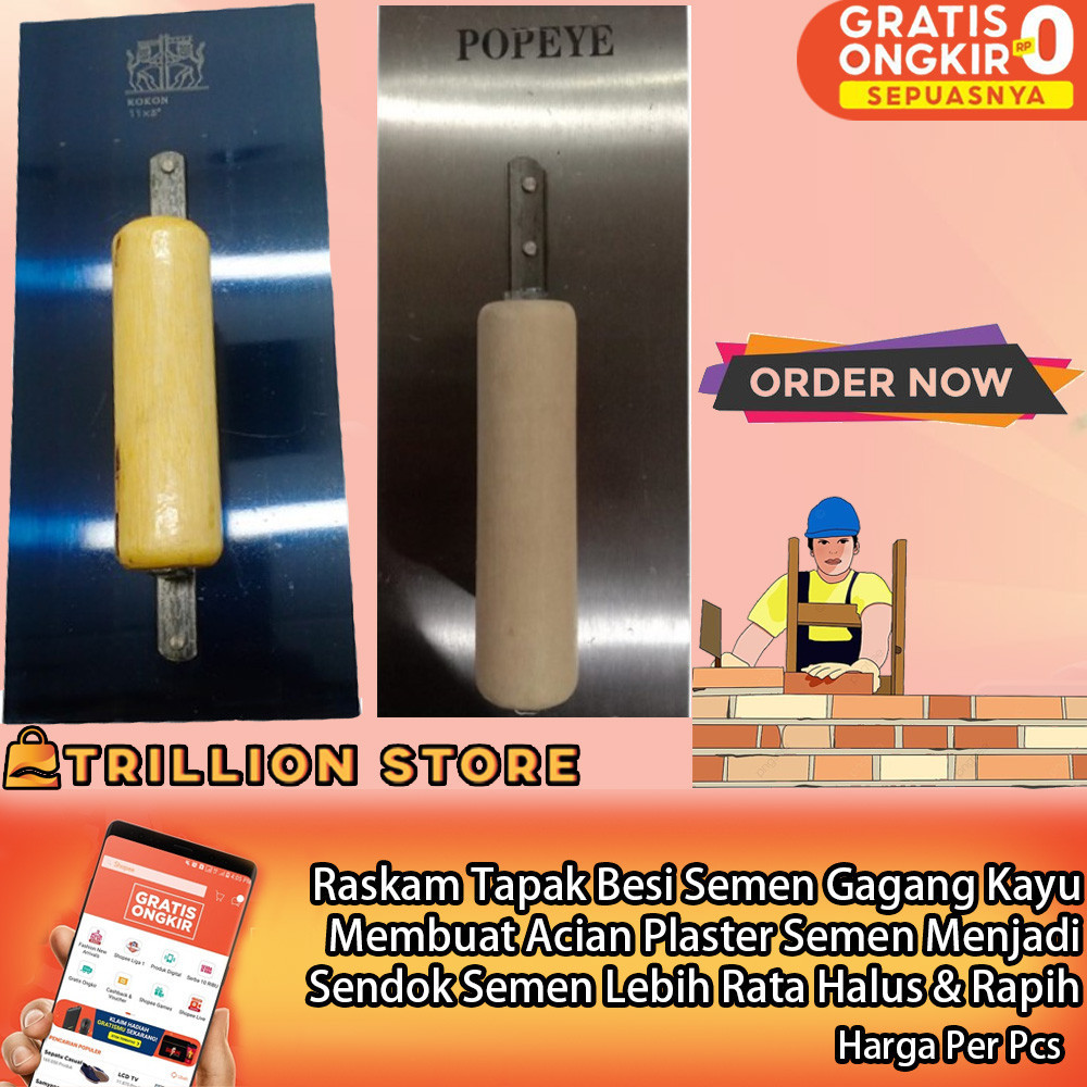 Jual Raskam Tapak Besi Kokon Popeye Semen Tukang Membuat Acian Plaster ...