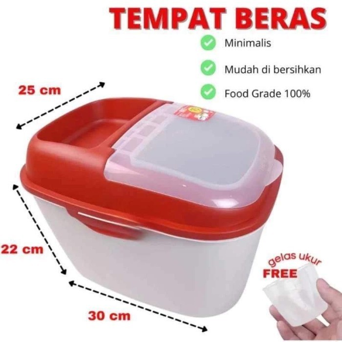 Jual Dispenser Beras 10 liter-rice box tempat beras container box beras ...