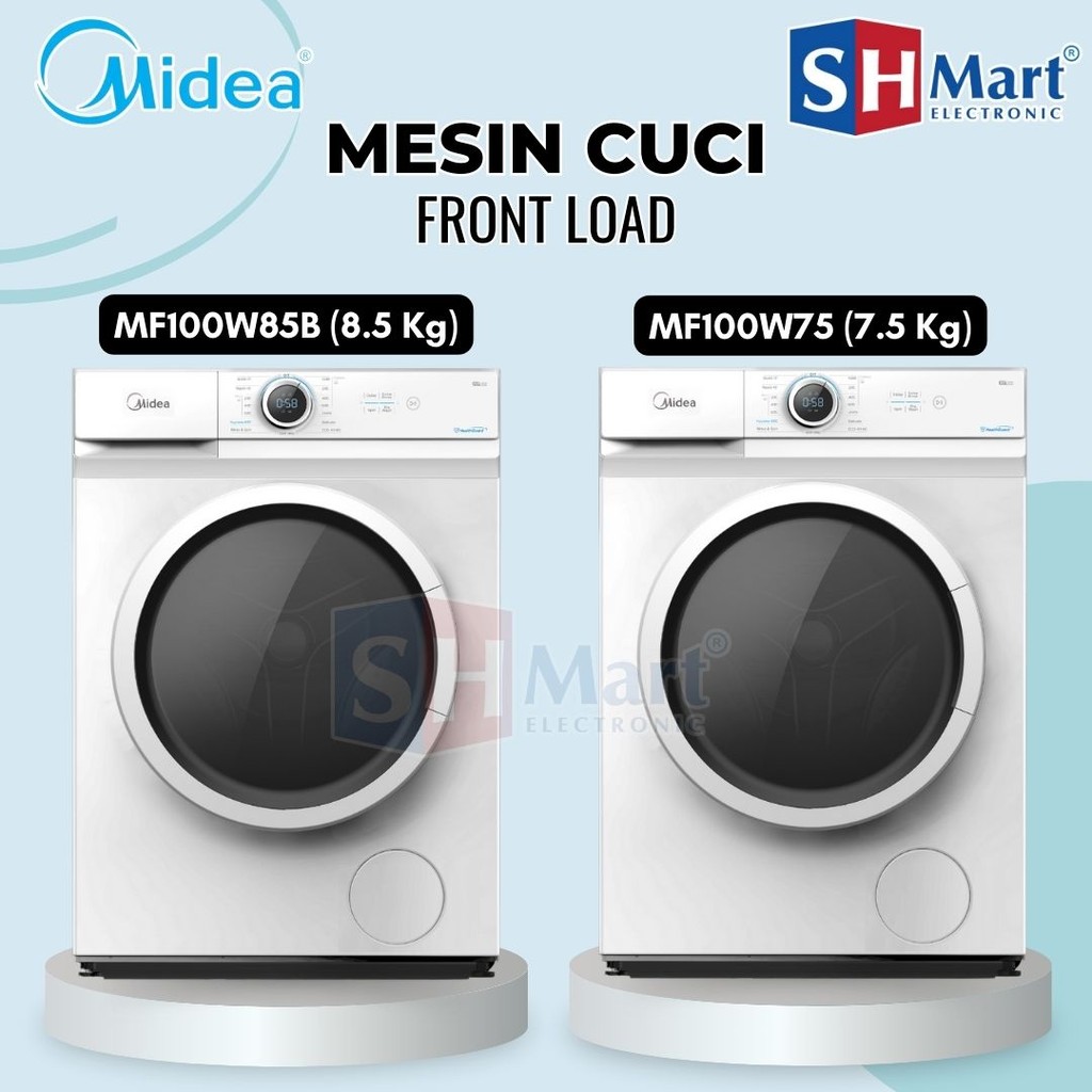 Jual MIdea Mesin Cuci Front Loading 7.5 Kg MF100W75 / 8,5 KG MF100W85B ...