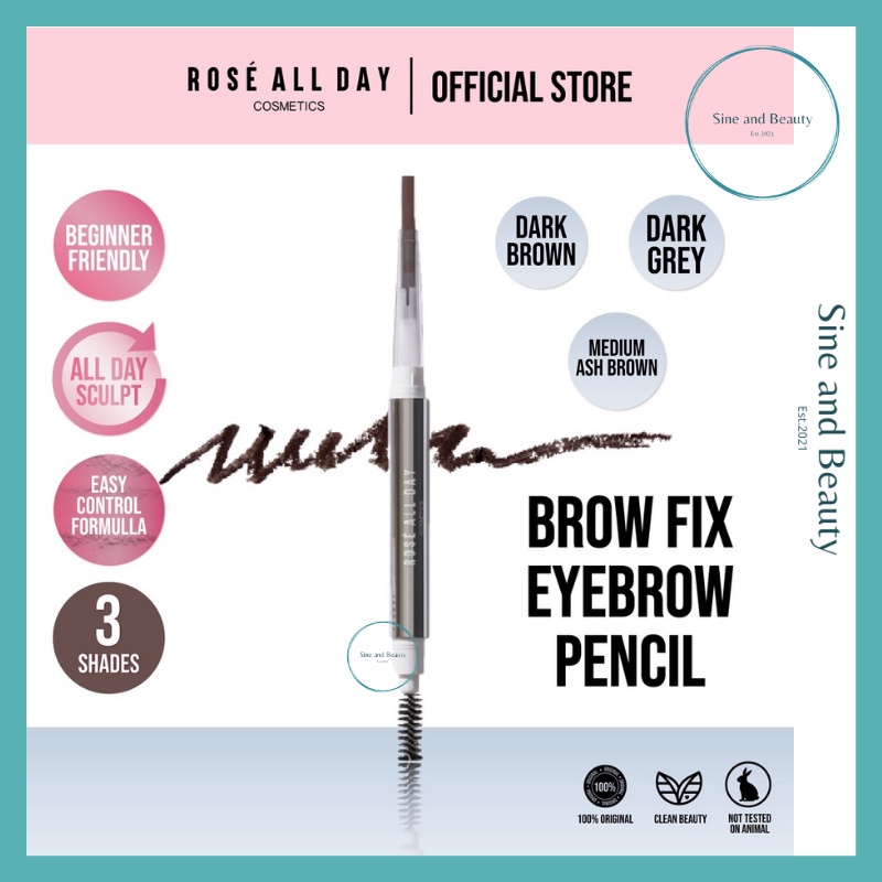 Jual Rosé All Day Brow Fix Eyebrow Pencil in Dark Brown / Dark Grey ...